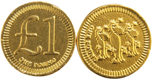 One pound chocolate coins (28mm) - Chocolate Trading Co