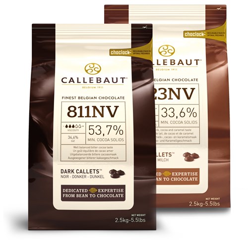 Callebaut, Milk & 54% dark chocolate chips (2 x 2.5kg Bundle ...
