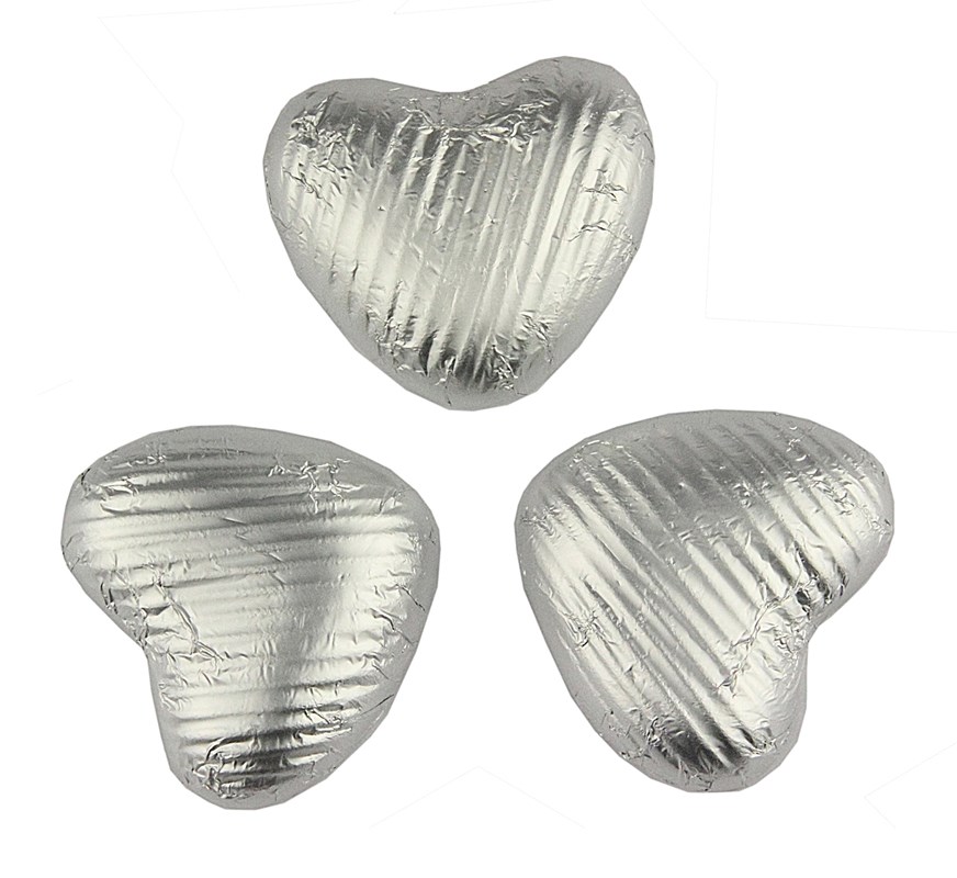 Silver chocolate hearts - Chocolate Trading Co
